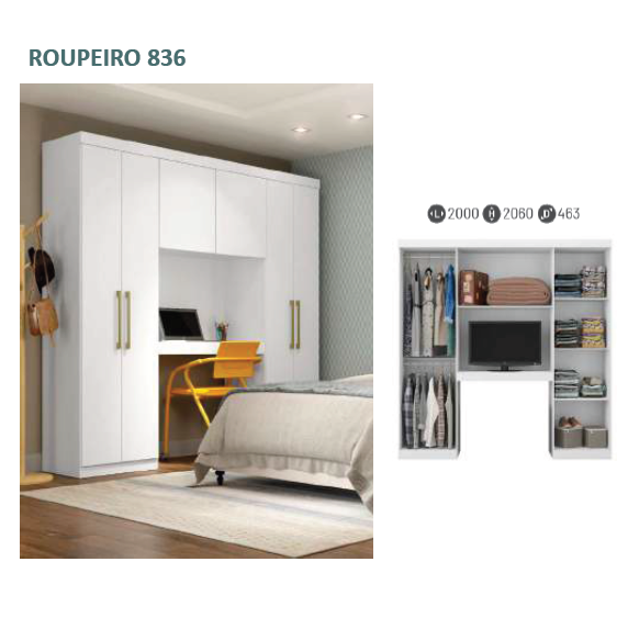 Big Móveis na Caixa | Roupeiro Porto 6 Portas 1 Nicho 206 | 836 ...